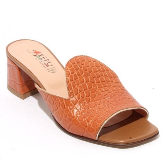 PHIL GATIÈR by REPO | Shoes | Italian Brown Leather Slides Heels ...